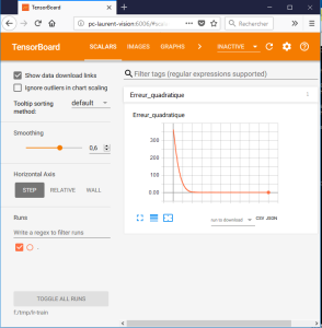 Utilisation de TensorFlow - Visualisation des résultats avec tensorboard